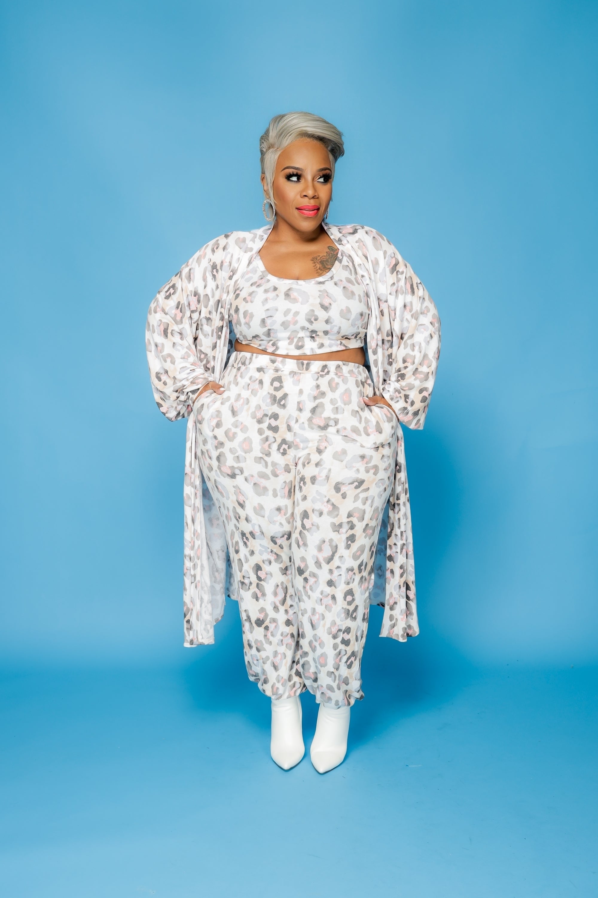 Ivory Spotted Duster Set – Curvaceous Boutique