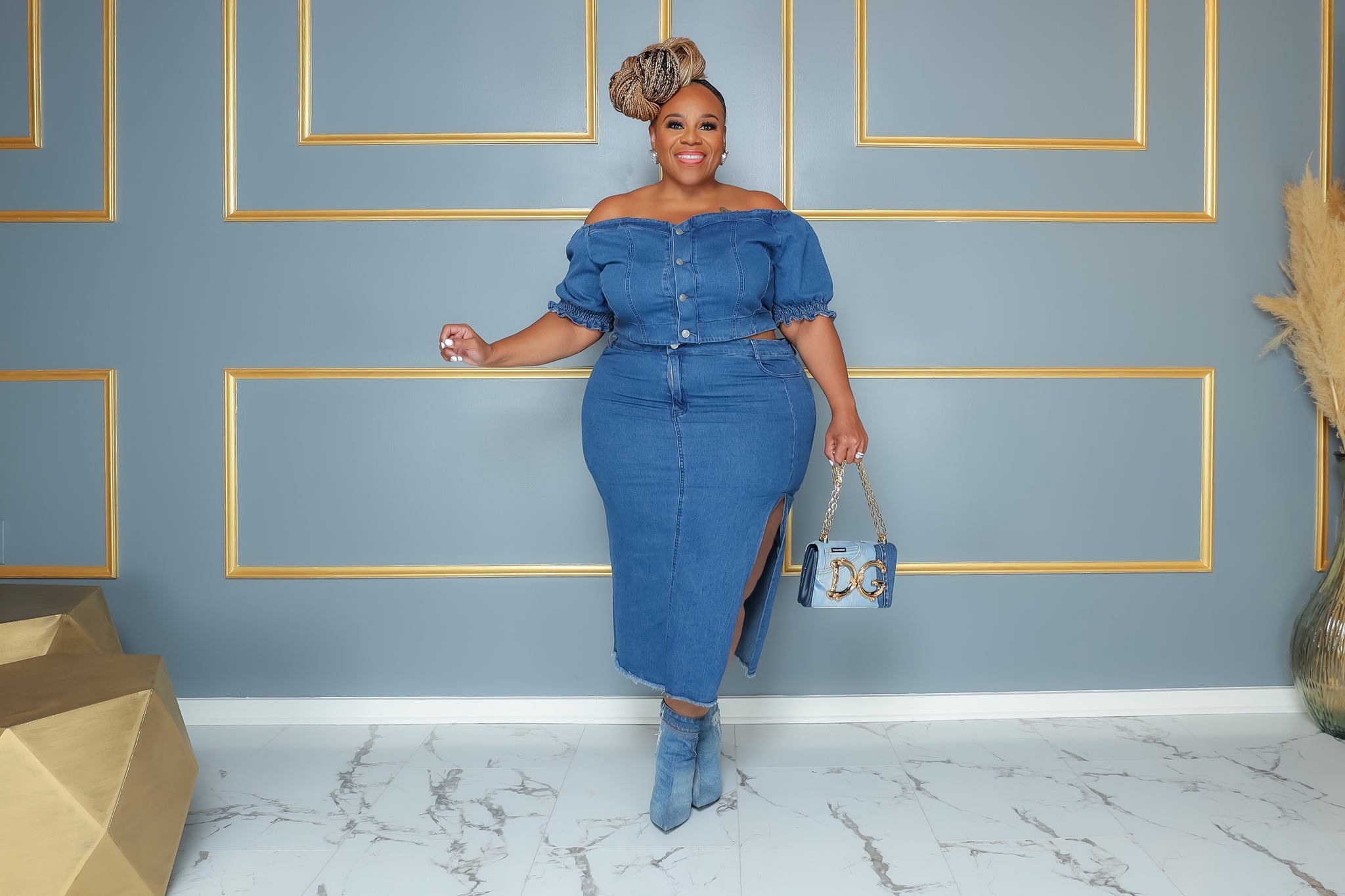 High Hopes Denim Skirt Set – Curvaceous Boutique